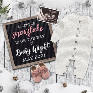 Winter Digital Pregnancy Announcement for Social Media - Expecting ...