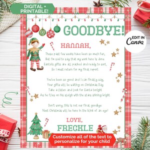 Printable Elf Arrival and Goodbye Letter -christmas and Holiday Santa ...