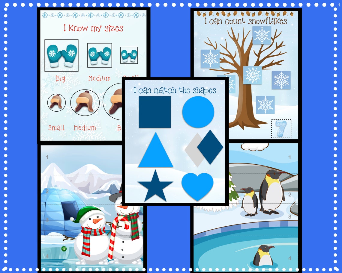 Winter Toddler Preschool Busy Binder DIY Printable Quiet - Etsy