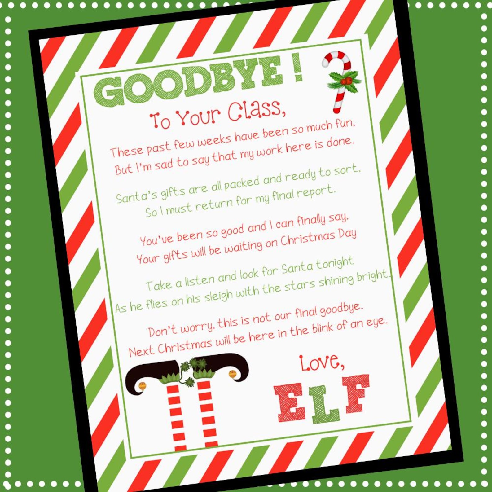 Printable Elf Letter for Classroom -arrival and Goodbye Letter ...