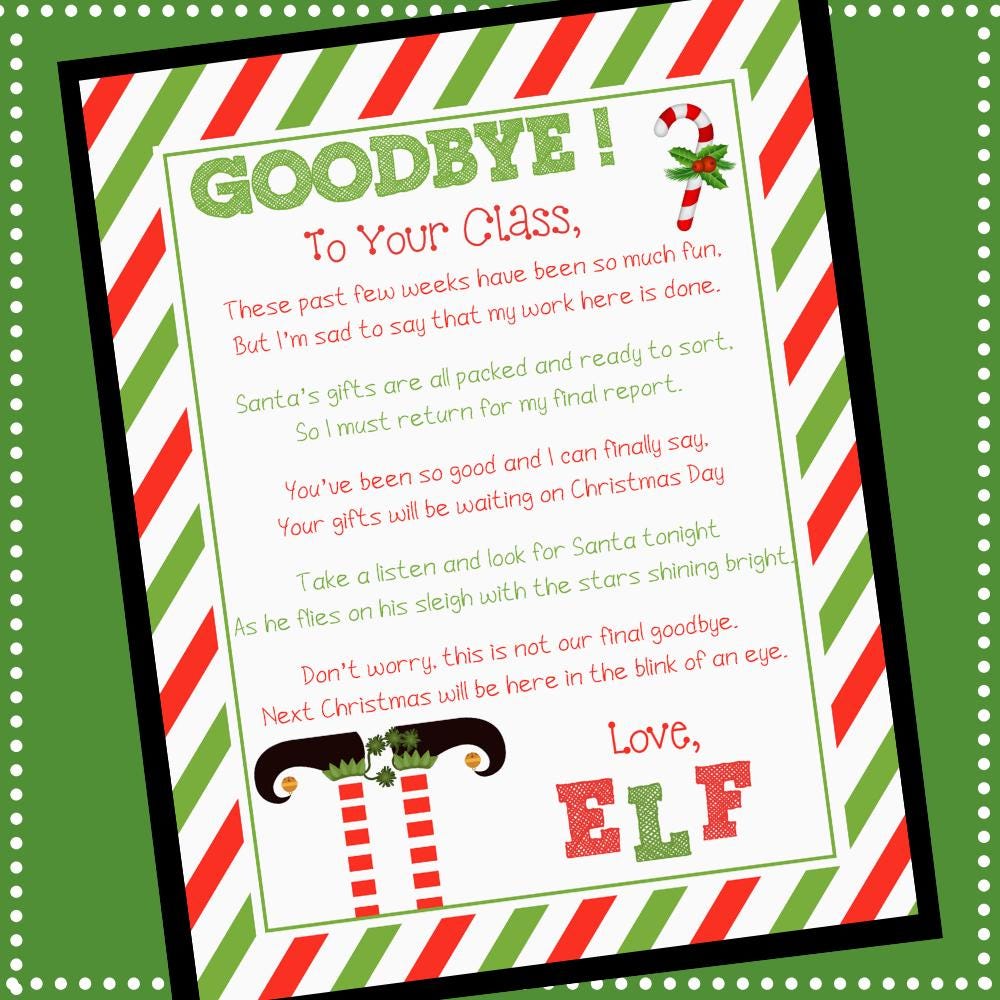 Printable Elf Letter for Classroom -arrival and Goodbye Letter ...