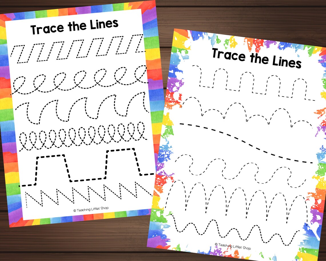 Pre Handwriting Line Tracing Worksheets Preschool Printable - Etsy