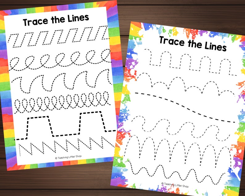 Pre Handwriting Line Tracing Worksheets Preschool Printable - Etsy