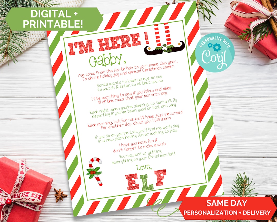 Printable Elf Arrival Welcome Letter - Christmas and Holiday Santa Fun ...