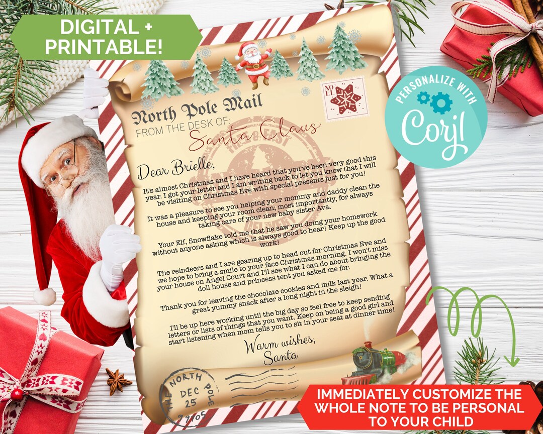 Printable Letter From Santa for Christmas Holiday Fun-digital Editable ...