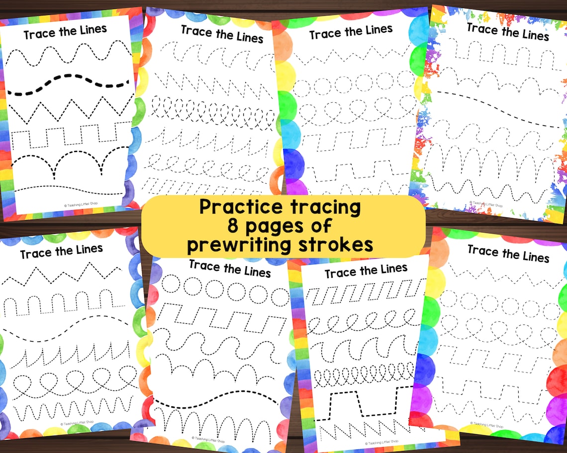 Pre Handwriting Line Tracing Worksheets Preschool Printable - Etsy