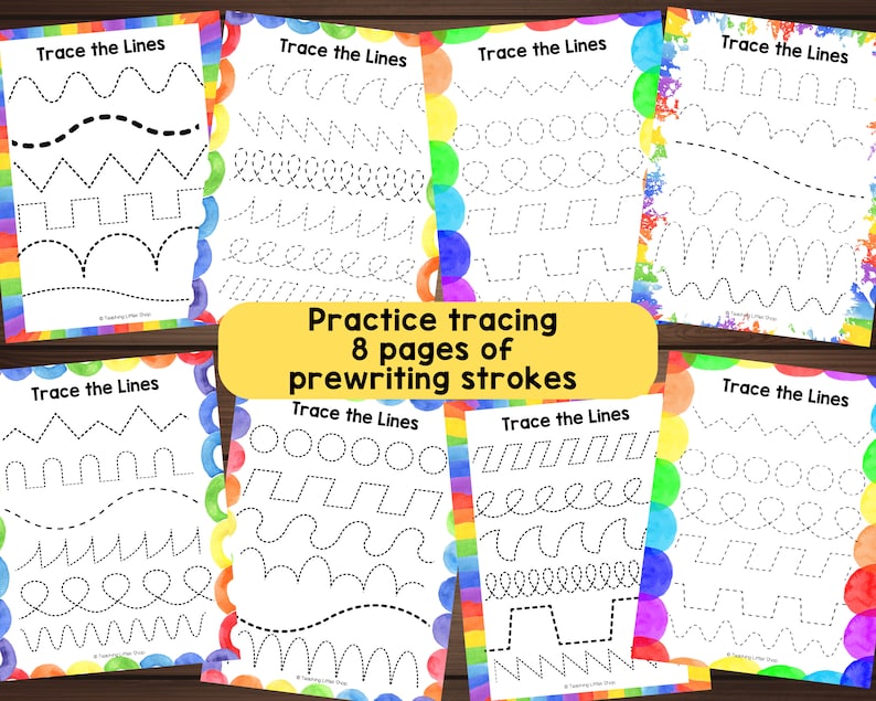 Pre Handwriting Line Tracing Worksheets Preschool Printable - Etsy