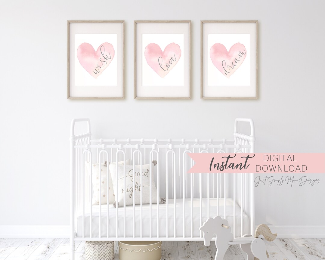 Printable Pink Nursery Wall Decor for Baby Girl Nursery - Blush ...