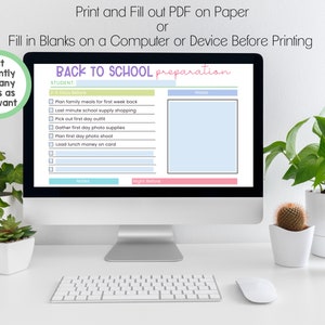 Back to School Planner Printable, Fillable PDF, Printable Organizer for ...