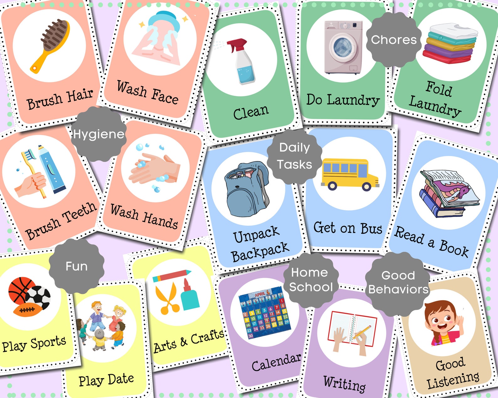 Printable Daily Routine Cards for Kids Activities for Chores - Etsy