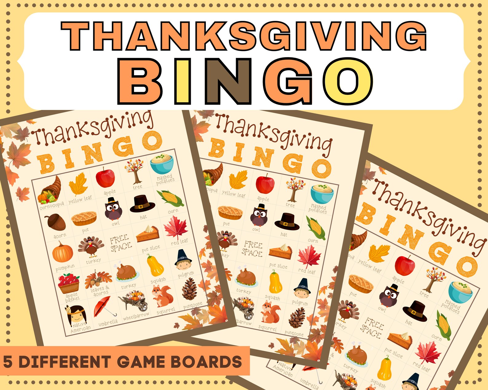 Thanksgiving Bingo Game for Kids - Toddler, Preschool, Older Kid ...