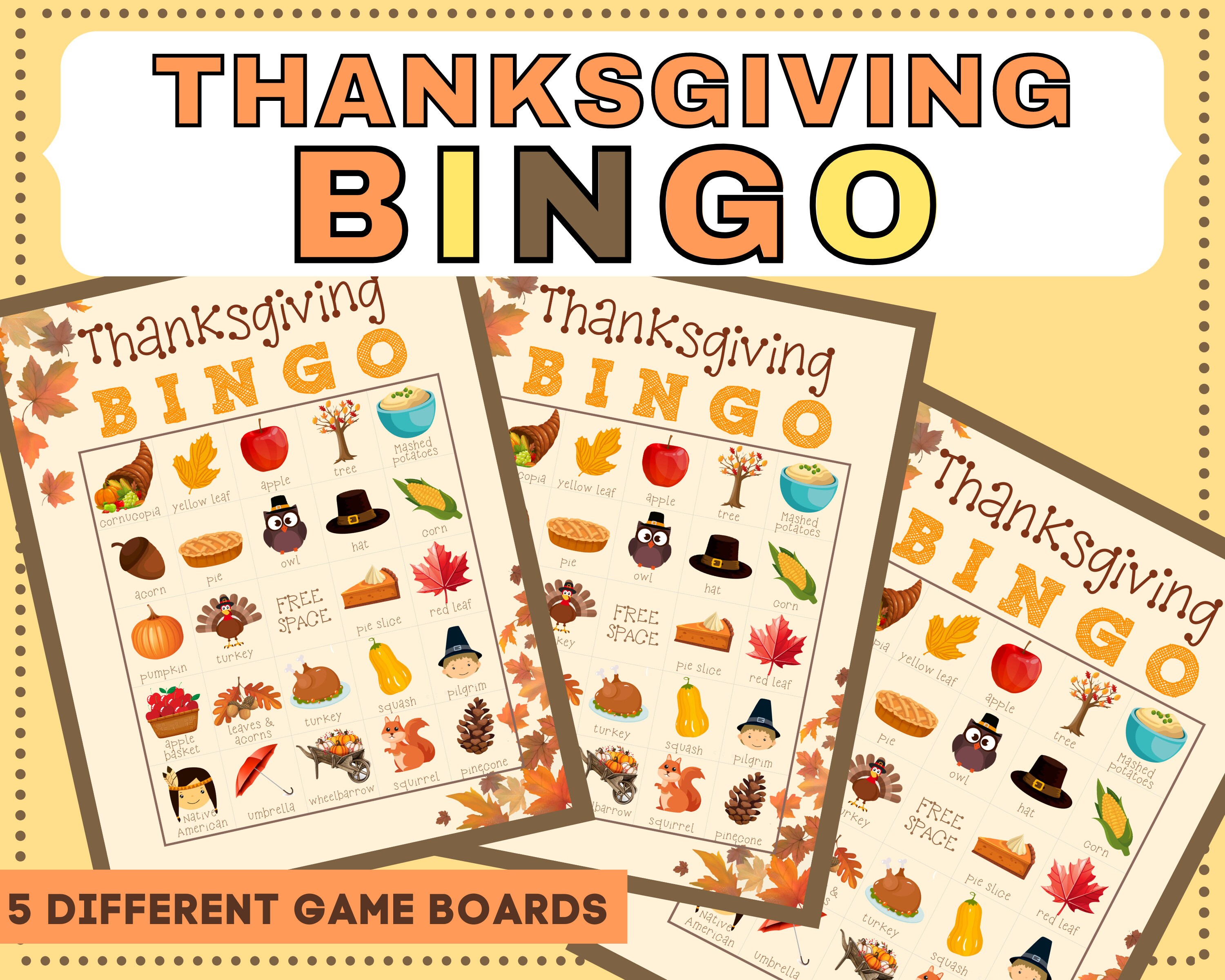 Thanksgiving Bingo Game for Kids - Toddler, Preschool, Older Kid ...