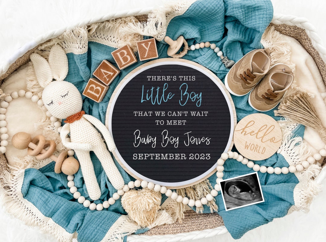 Boy Gender Reveal Pregnancy Announcement Digital - Baby Announcement ...