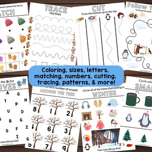 Winter Toddler + Preschool Activity Pack - Coloring, Tracing, Counting ...