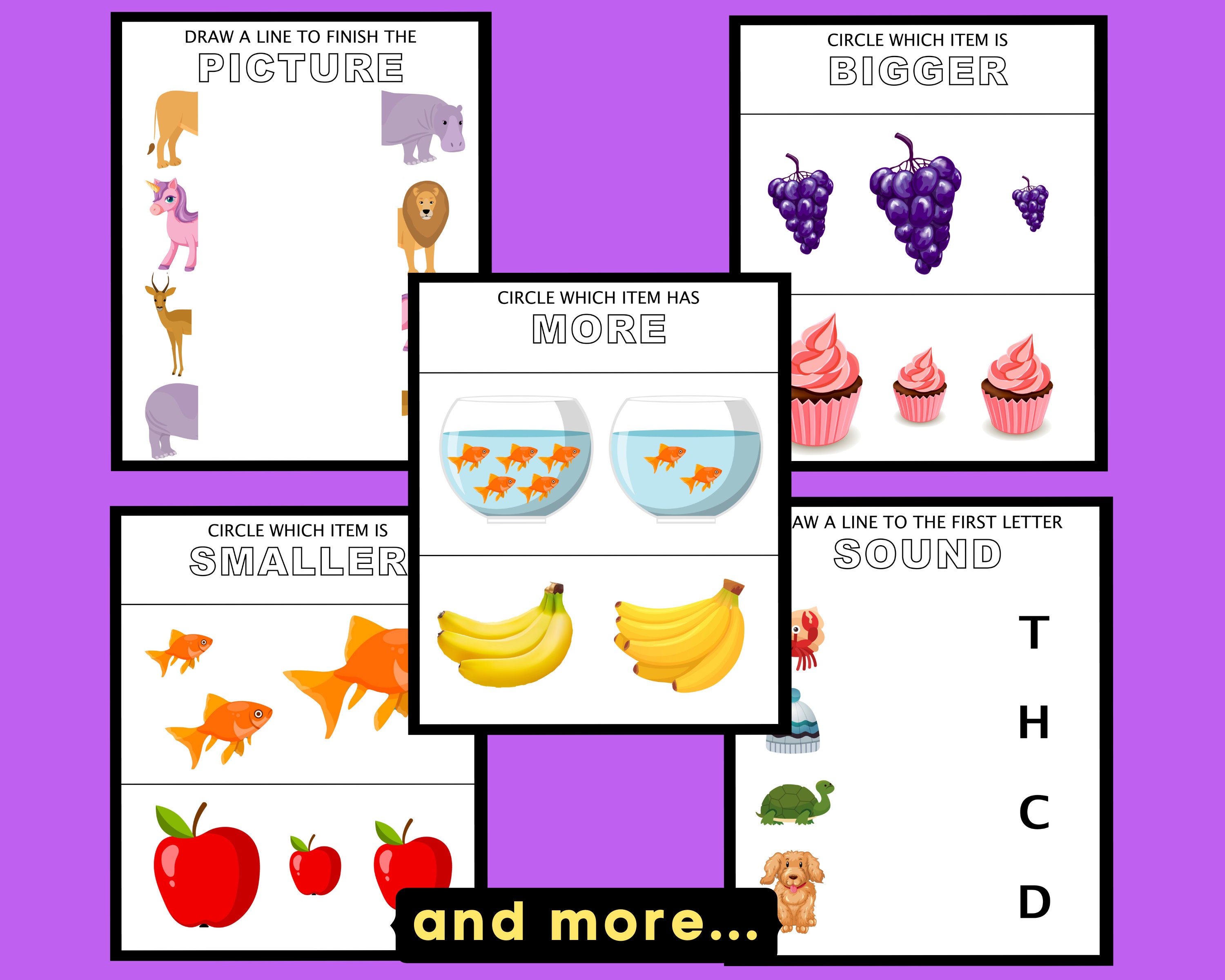 Toddler & Preschool Learning Worksheet Packet -quiet Book of Learning ...