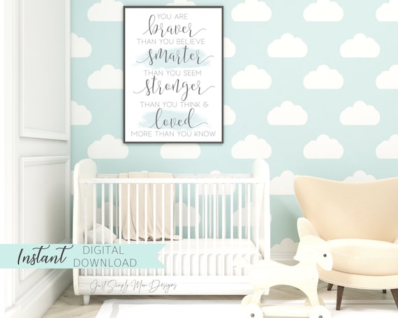 Blue Printable Nursery Wall Decor for Baby Boy Nursery Baby | Etsy
