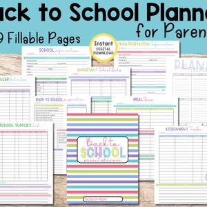 Back to School Planner Printable, Fillable PDF, Printable Organizer for ...