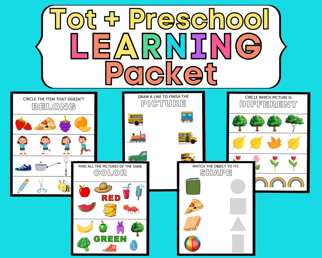 Toddler & Preschool Learning Worksheet Packet -quiet Book of Learning ...