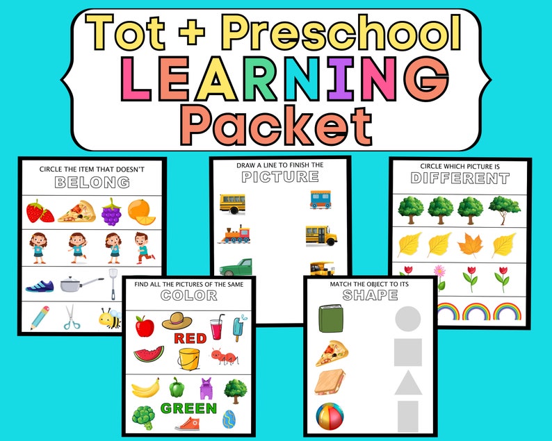 Toddler & Preschool Learning Worksheet Packet quiet Book of - Etsy