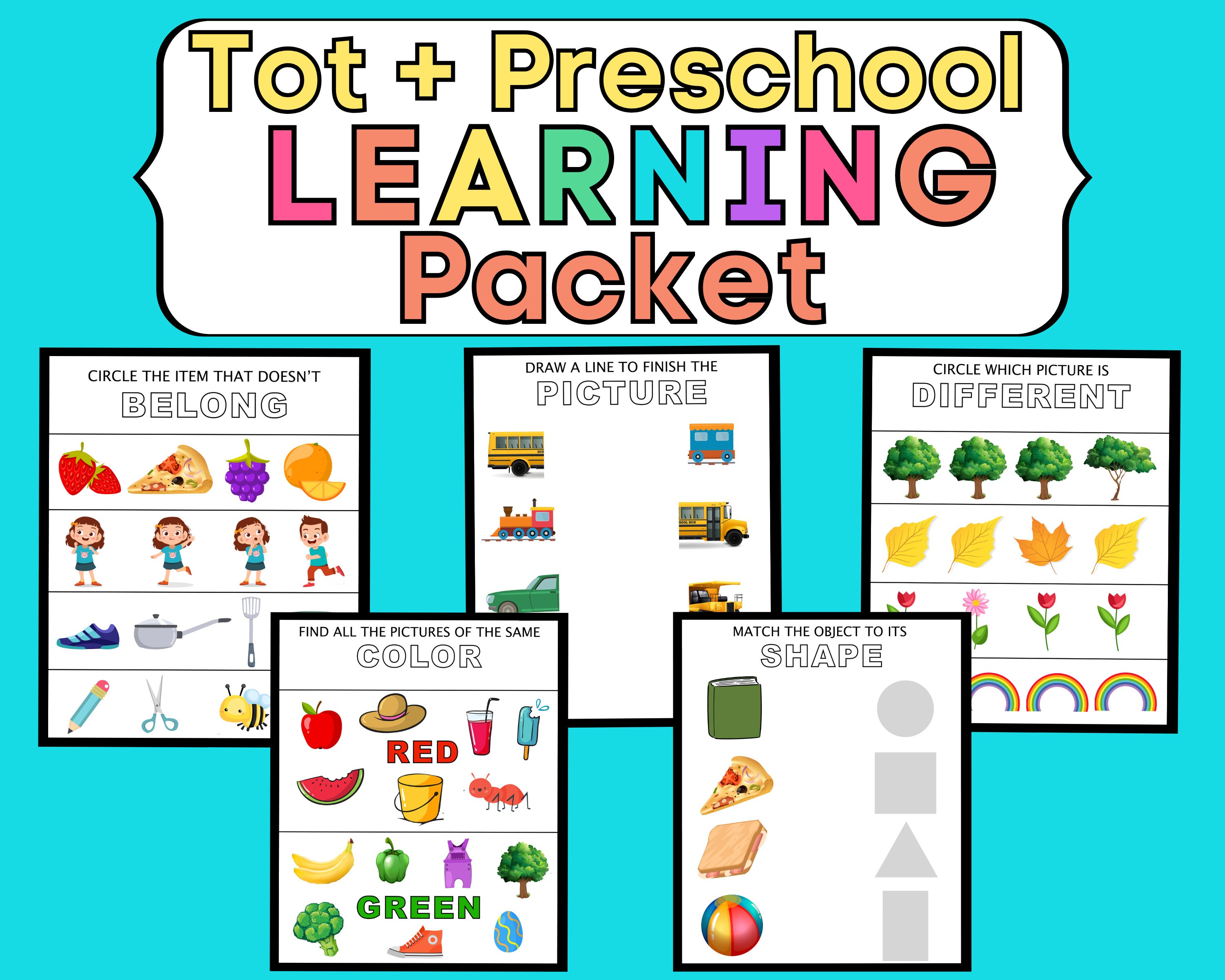 Toddler & Preschool Learning Worksheet Packet quiet Book of - Etsy