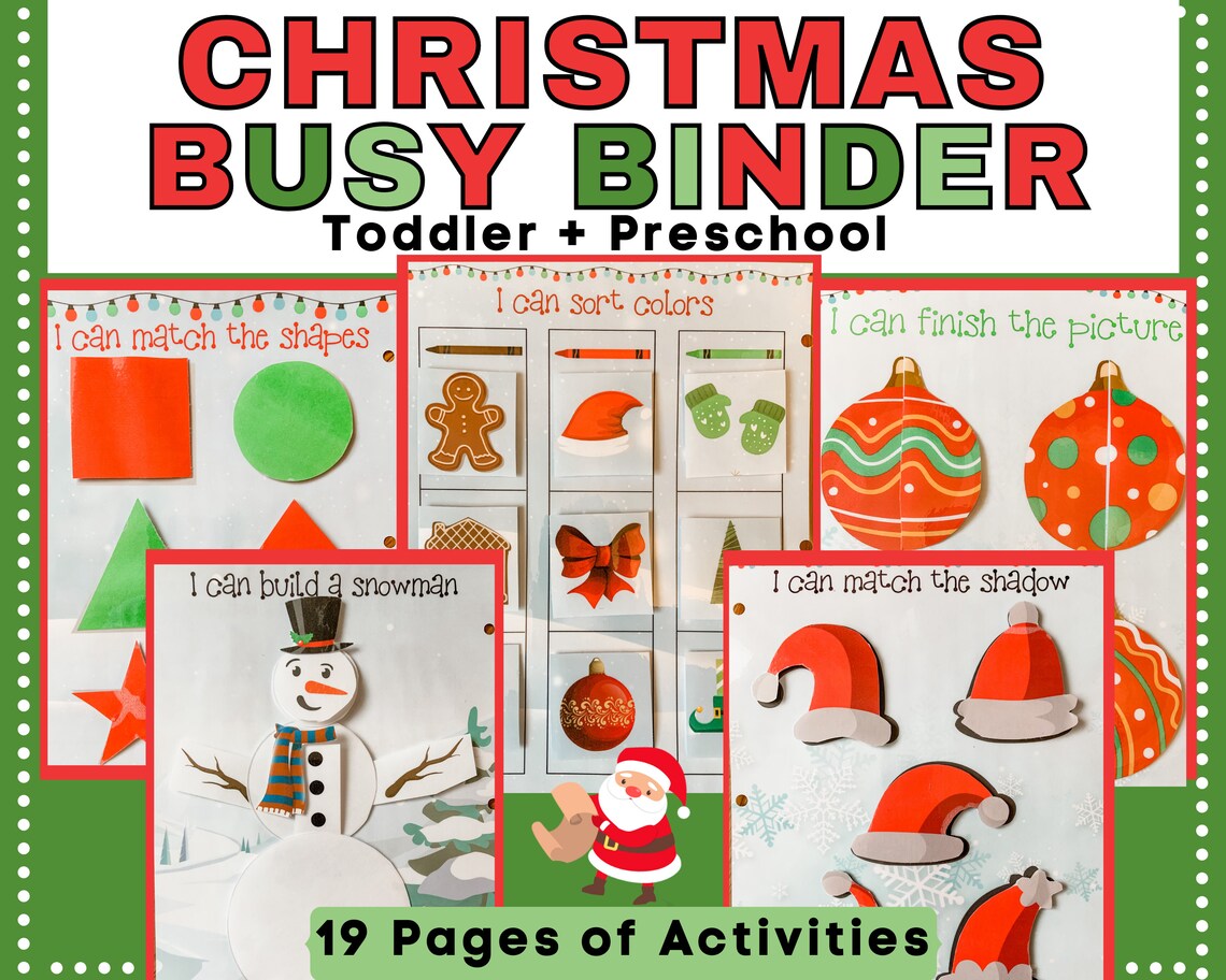 Christmas Toddler Preschool Busy Binder DIY Printable Quiet - Etsy