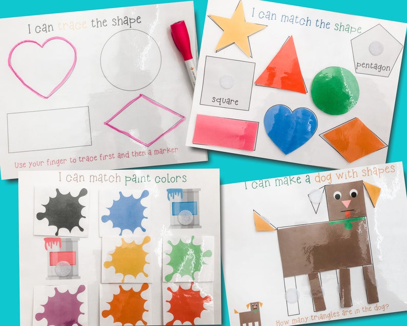 Printable DIY Toddler Busy Book Colors & Shapes learning - Etsy