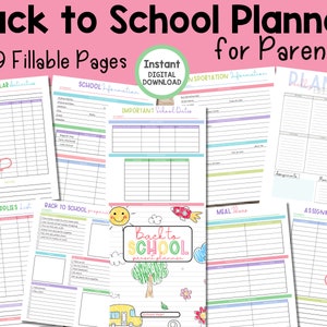 Back to School Planner Printable, Fillable PDF, Printable Organizer for ...
