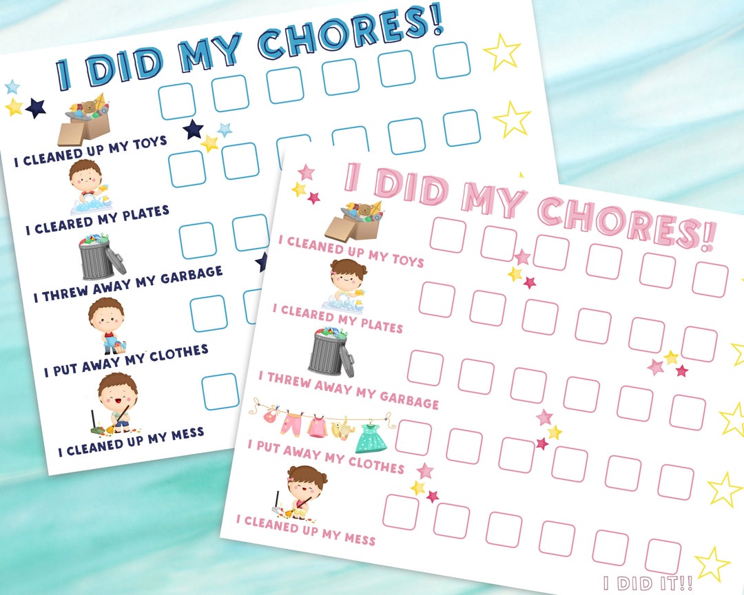 Toddler Chore Chart printable Reward Sticker Chart Young Children ...