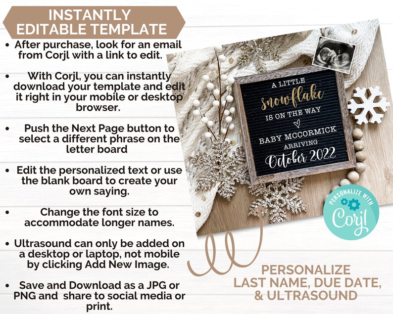 Winter Digital Pregnancy Announcement for Social Media baby - Etsy