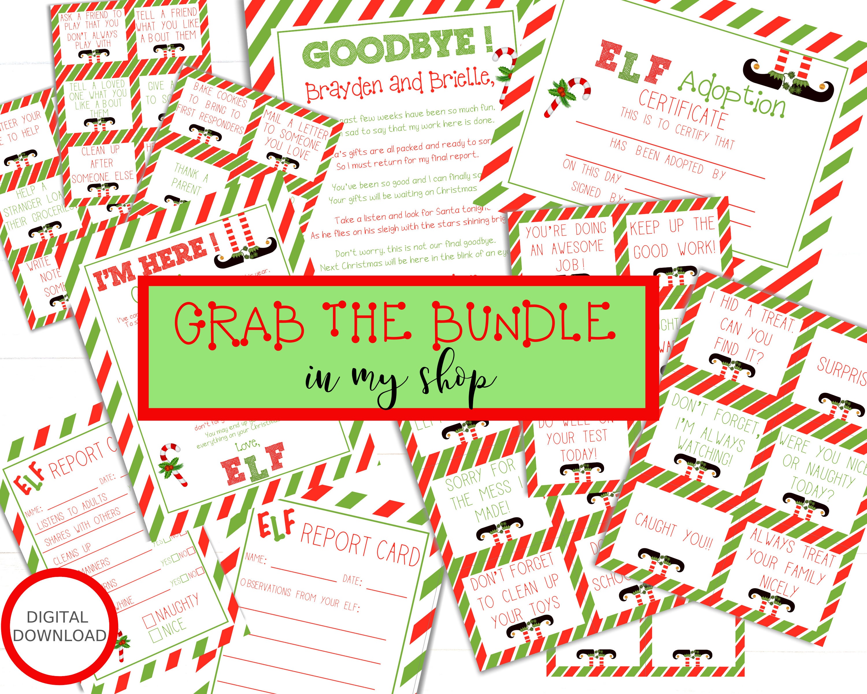 Printable Elf Arrival and Goodbye Letter -christmas and Holiday Santa ...