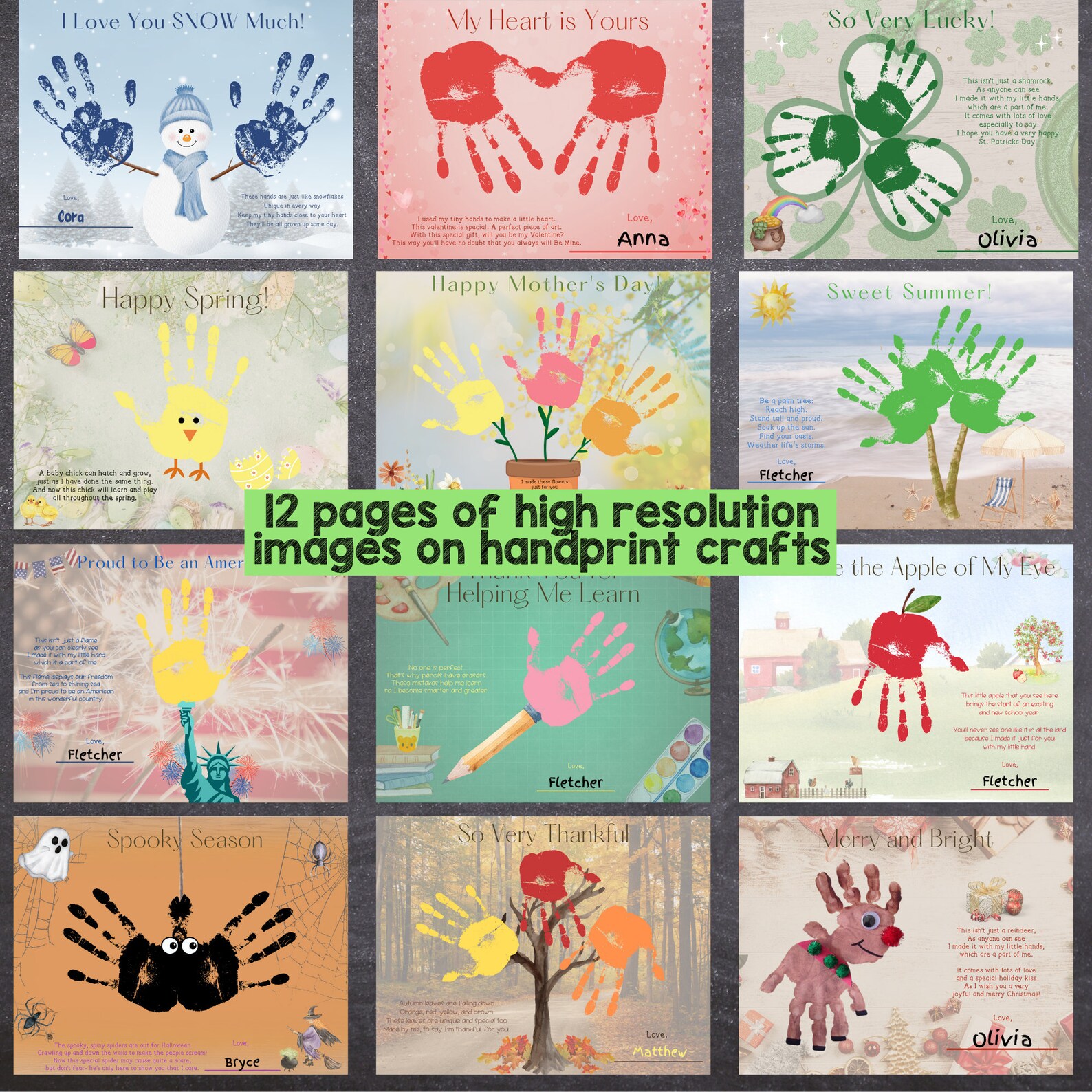My Handprint Calendar 2024-2025, Memory Book Printable for Toddler ...
