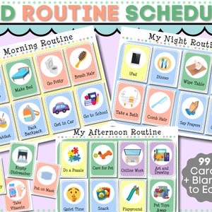 Printable Daily Routine Cards for Kids- Activities for Chores, Hygeine ...