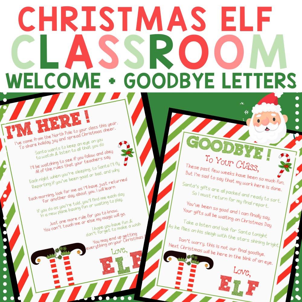 Printable Elf Letter for Classroom -arrival and Goodbye Letter ...