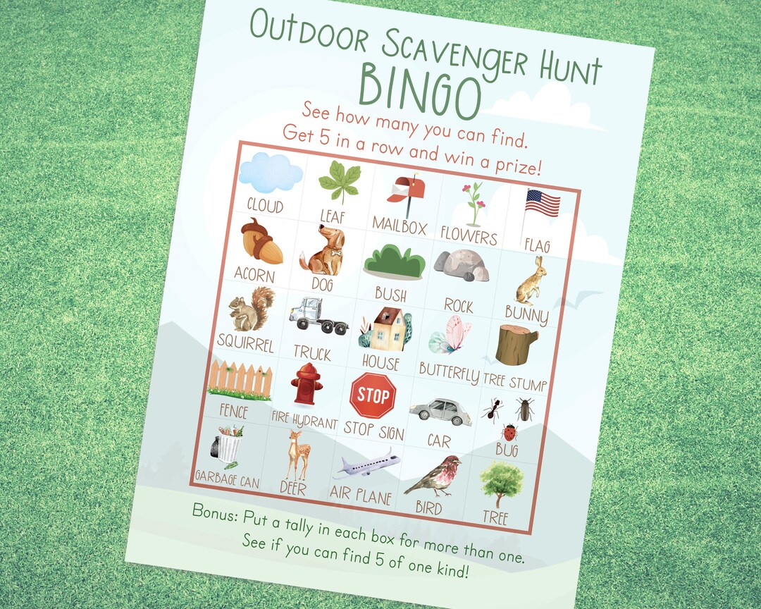 Toddler Outdoor Scavenger Hunt Bingo Game - Printable Download and ...