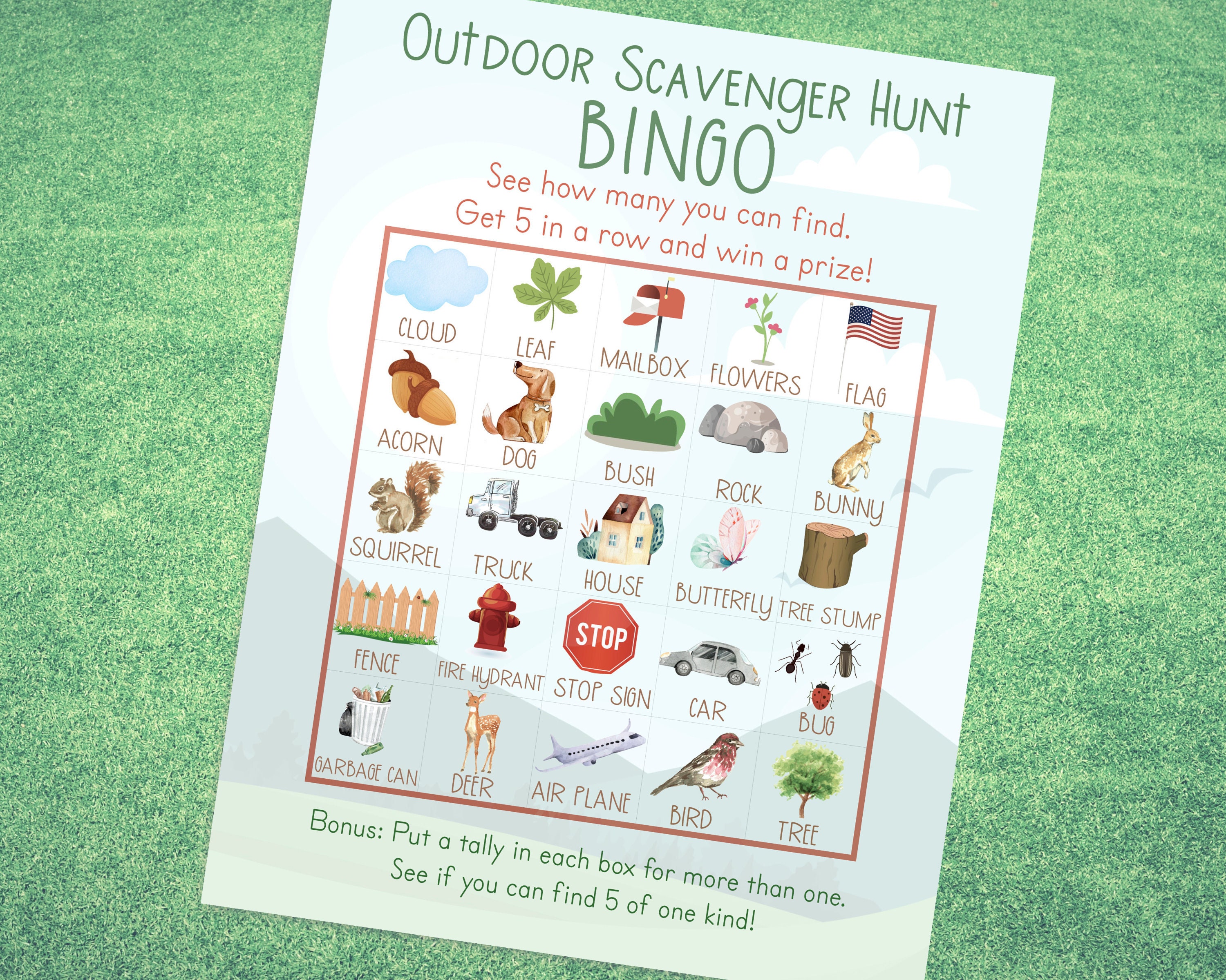 Toddler Outdoor Scavenger Hunt Bingo Game - Printable Download and ...