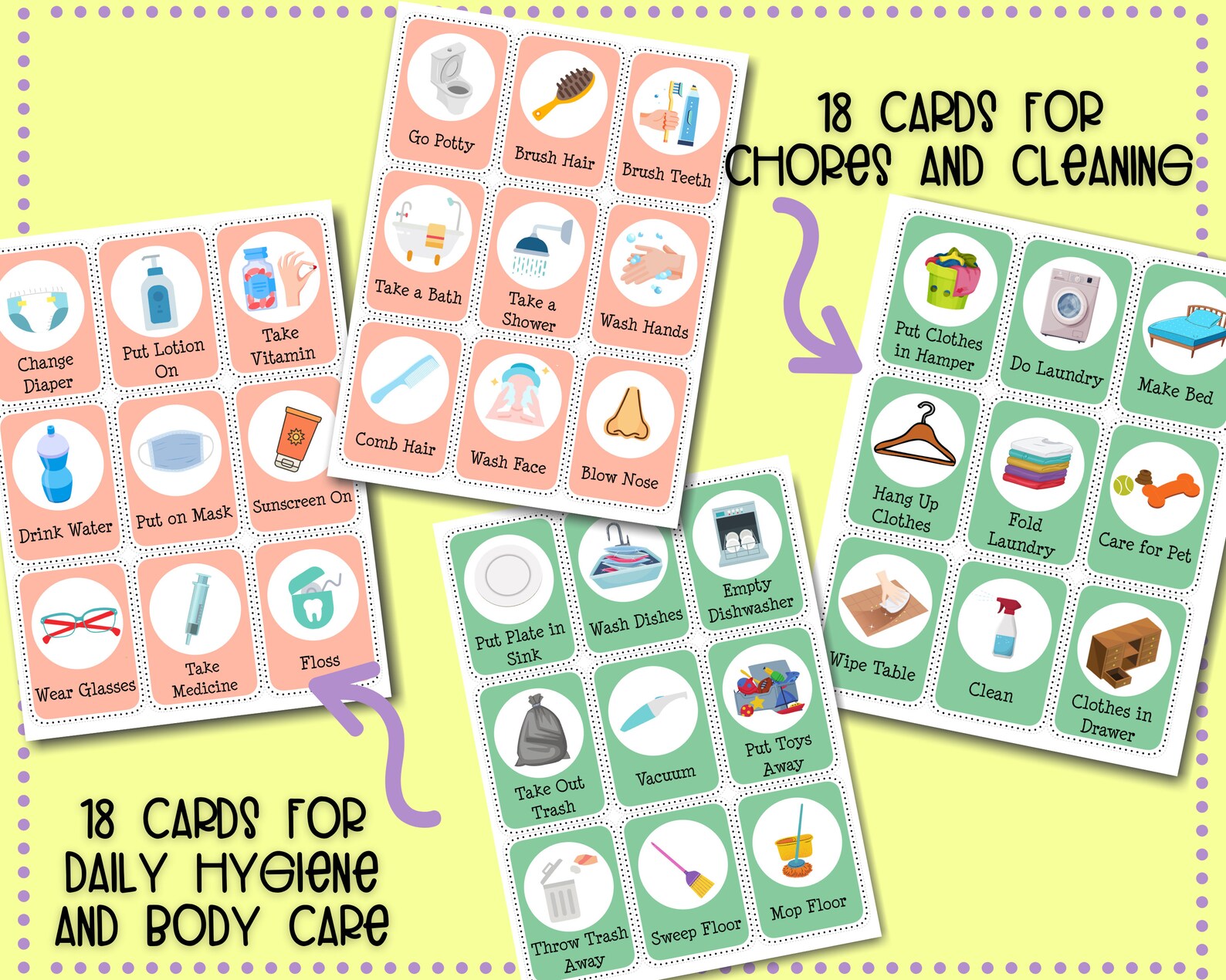Printable Daily Routine Cards for Kids Activities for Chores - Etsy