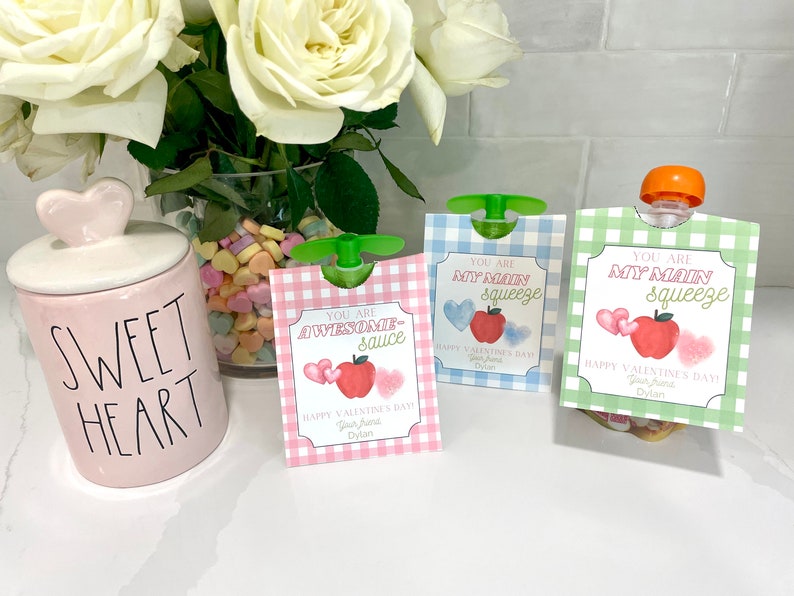 Printable Valentine's Day Tag Label for Applesauce Pouch - Etsy