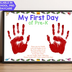 First Day of School Tiny Handprint for Babies, Toddlers, Preschoolers ...