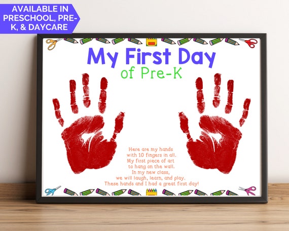 First Day of School Tiny Handprint for Babies Toddlers - Etsy