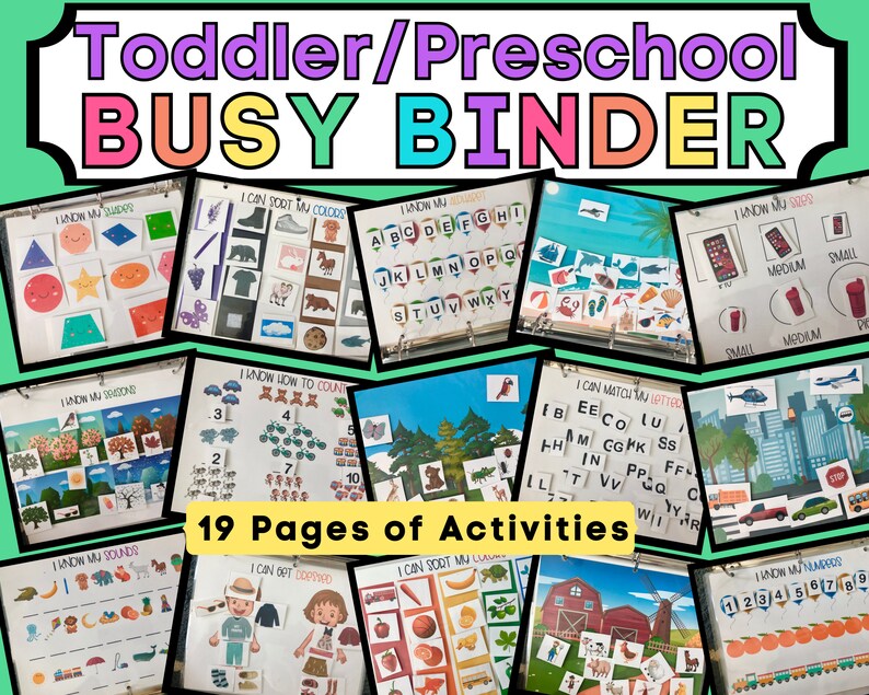 Printable DIY Toddler Busy Binder Quiet Book of Learning and | Etsy