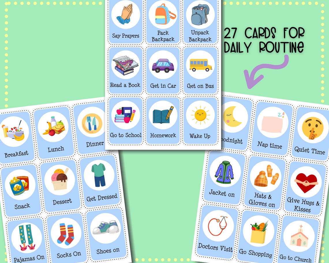 Printable Daily Routine Cards for Kids Activities for Chores - Etsy