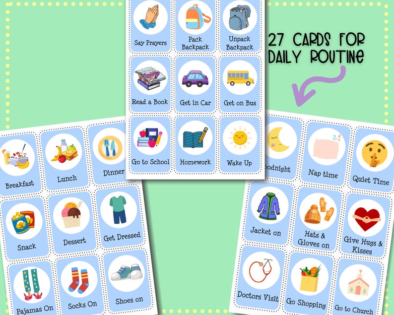 Printable Daily Routine Cards for Kids Activities for Chores - Etsy