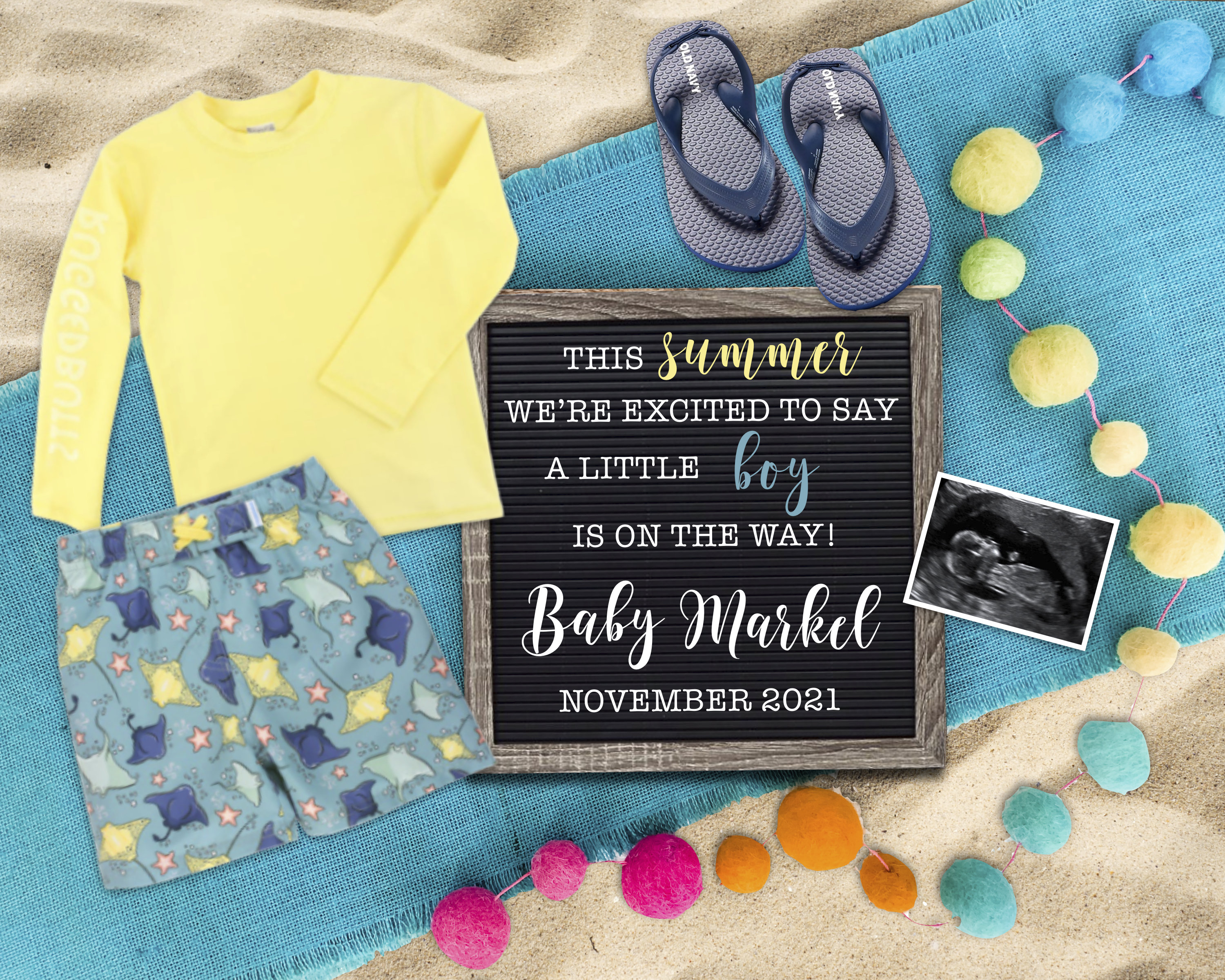 Boy Summer Digital Pregnancy Announcement for Social Media | Etsy