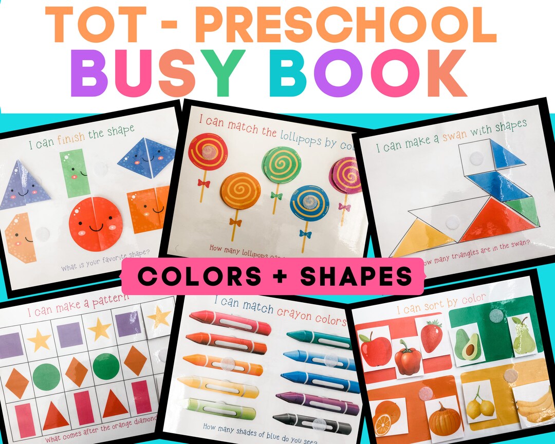Printable DIY Toddler Busy Book - Colors & Shapes -learning Binder With ...