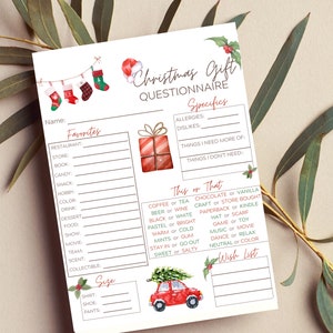 Printable Secret Santa Gift Exchange Questionnaire for - Etsy