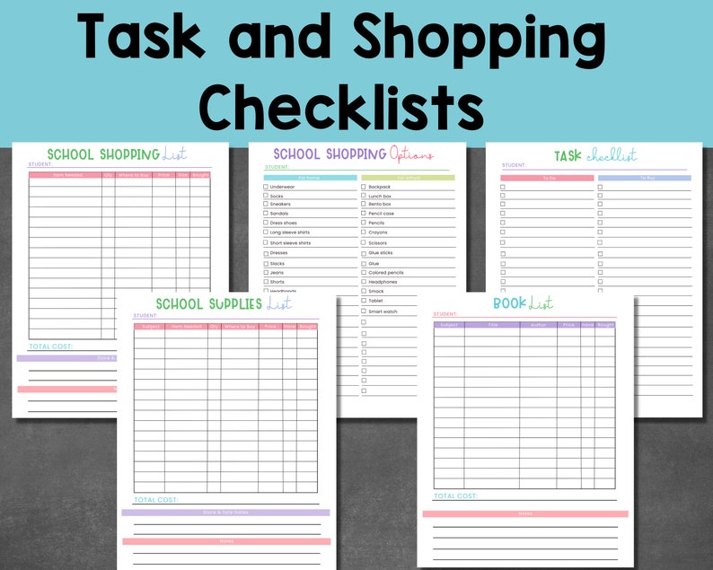 Back to School Planner Printable, Fillable PDF, Printable Organizer for ...