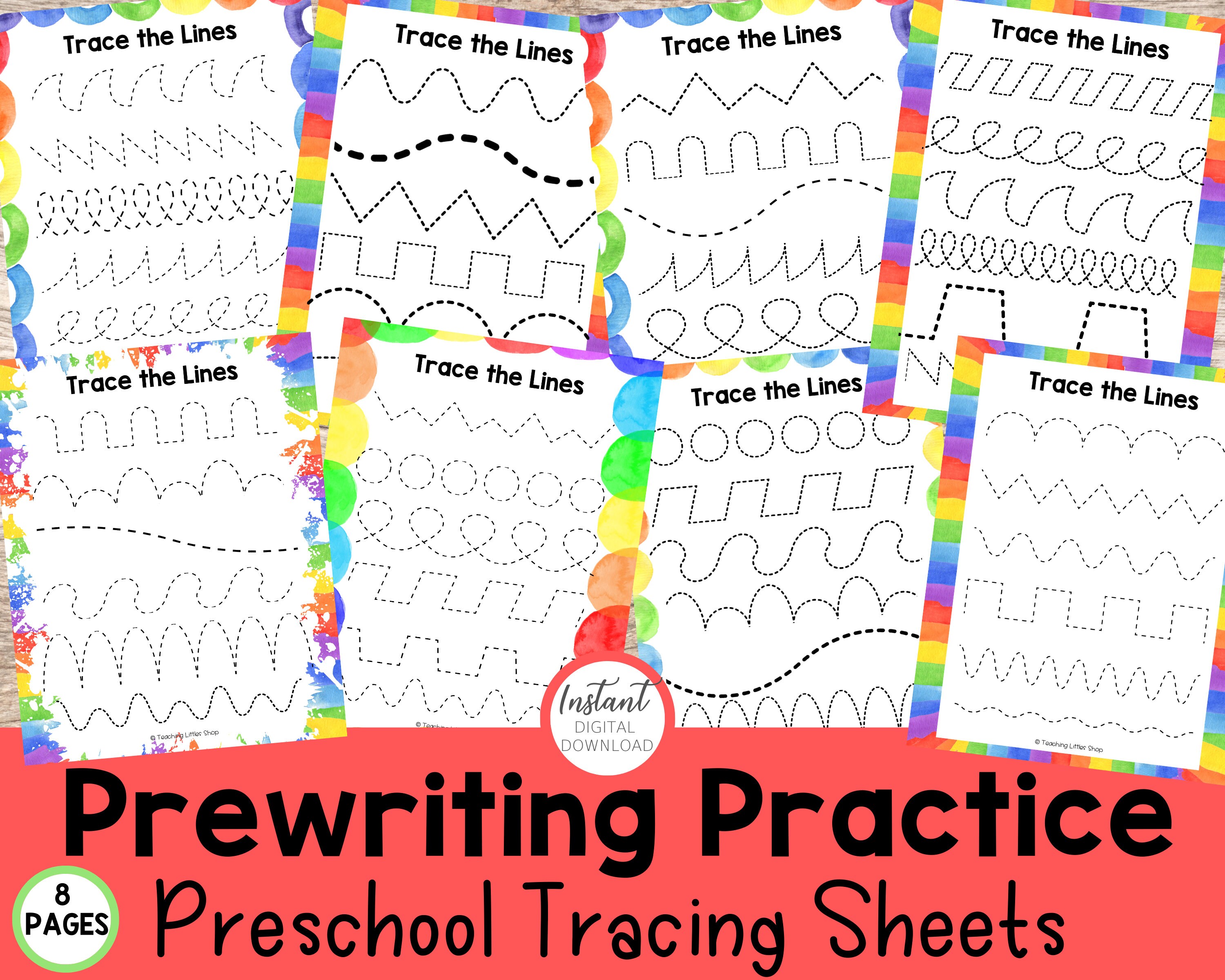 Pre Handwriting Line Tracing Worksheets, Preschool Printable ...