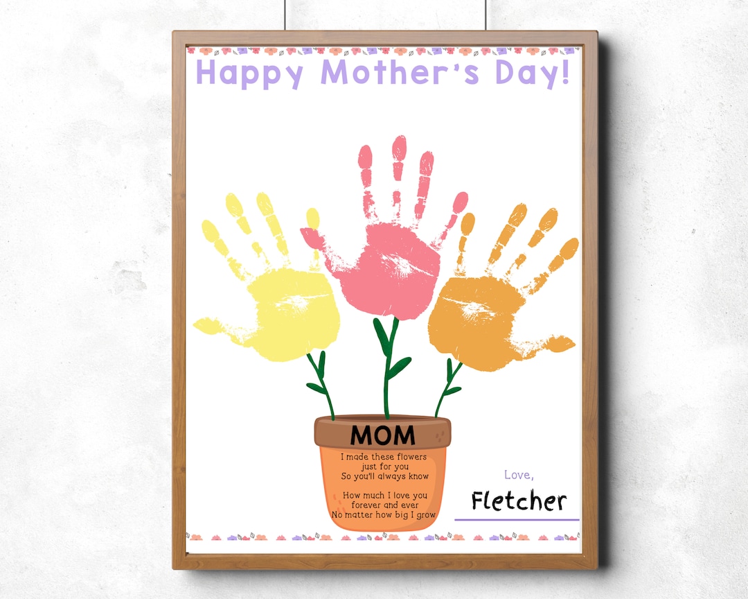Mother's Day Gift Handprint Craft for Babies Toddlers - Preschool ...