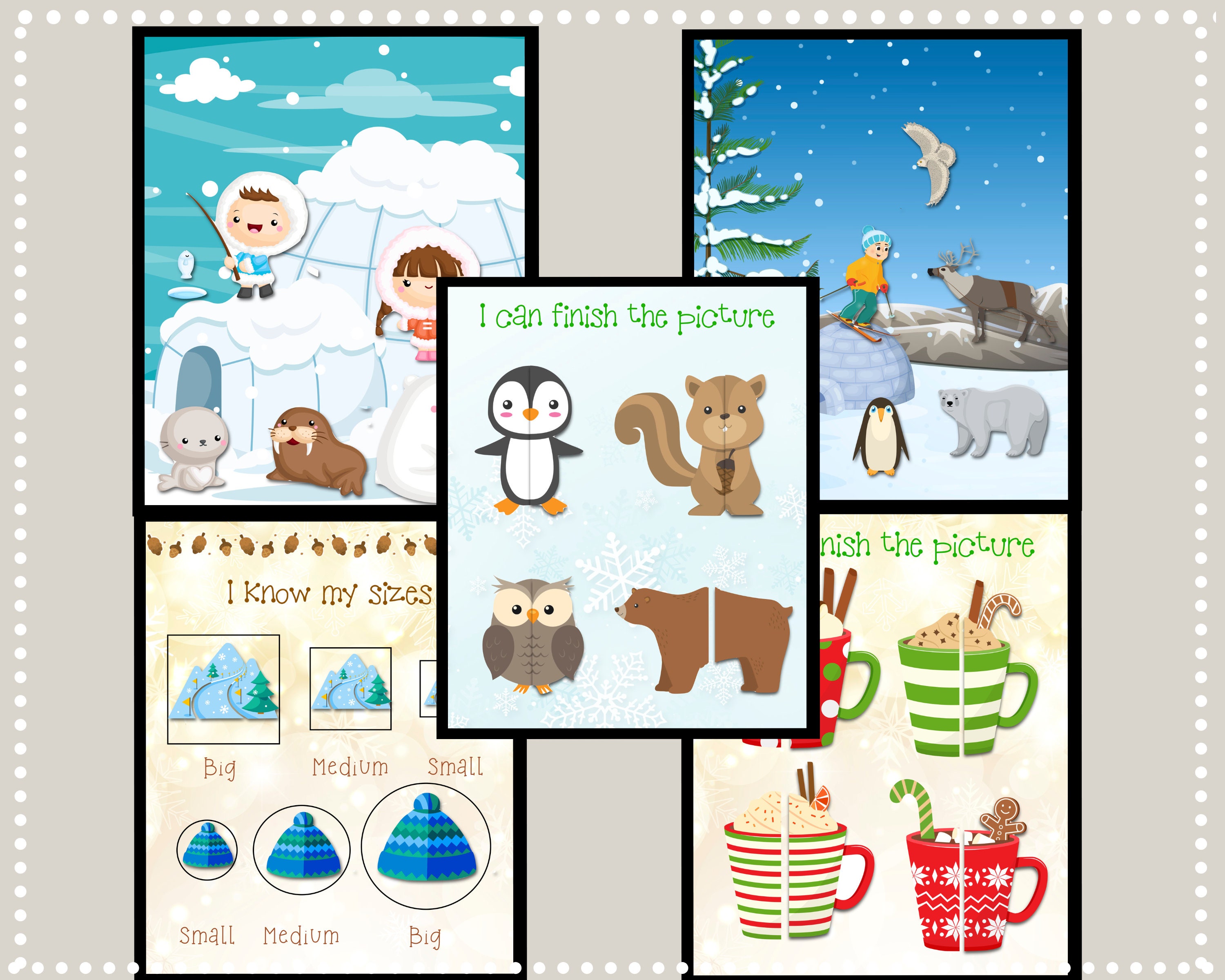 Winter Toddler Preschool Busy Binder DIY Printable Quiet - Etsy