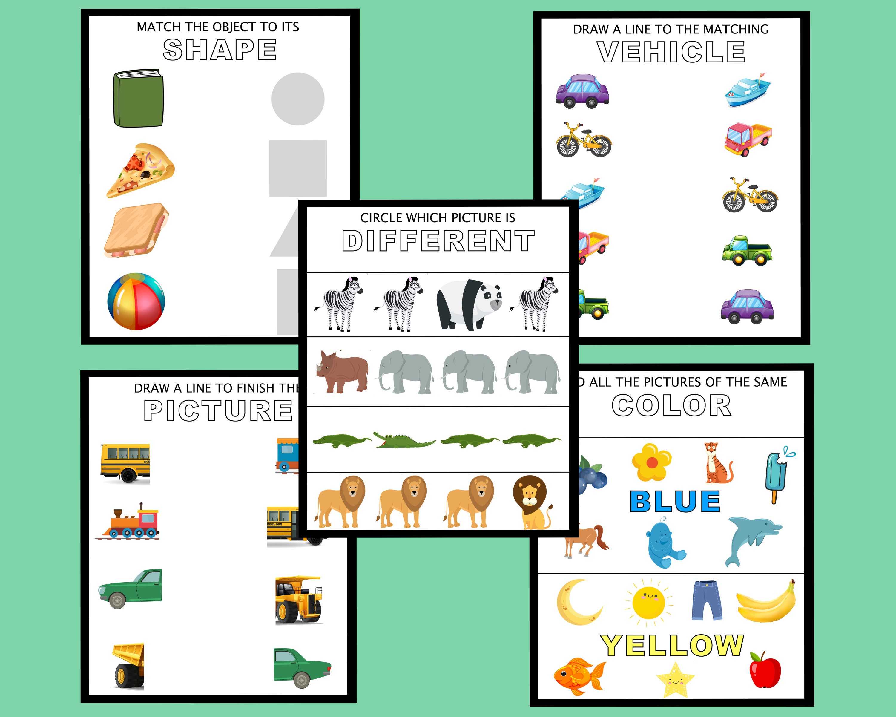 Toddler & Preschool Learning Worksheet Packet -quiet Book of Learning ...